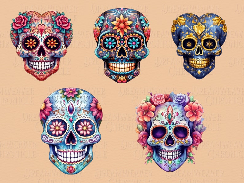 Sugar Skull Svg Bundle, Day of the Dead Clipart Dia de Los Muertos Clip ...