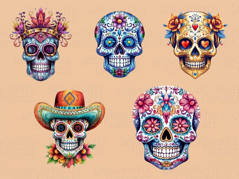 Sugar Skull Svg Bundle, Day of the Dead Clipart Dia de Los Muertos Clip ...