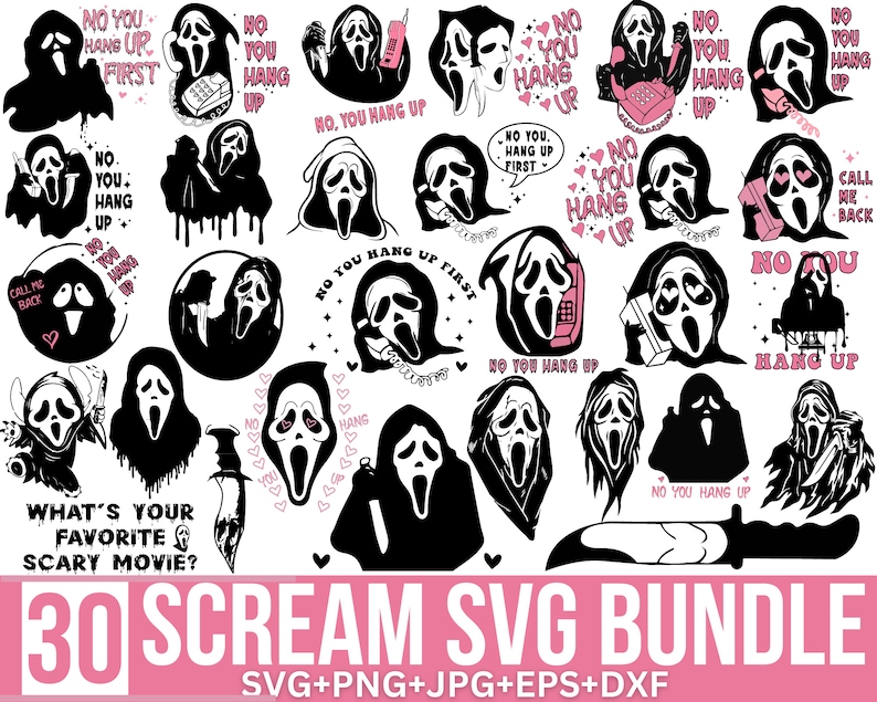 Scream Svg Bundle, Ghost face svg, Scream You Hang up SVG, halloween ...