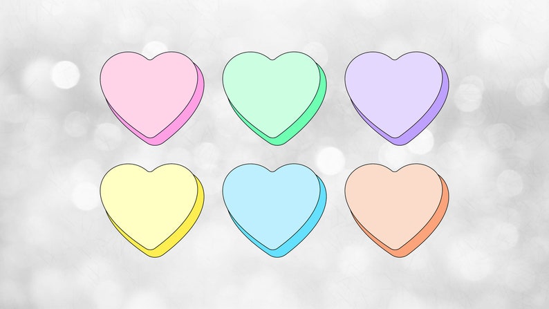 6 Blank Sweet Heart Candies In Pastel Colors Svg Creativity And Fun Digital Download Heartsvg
