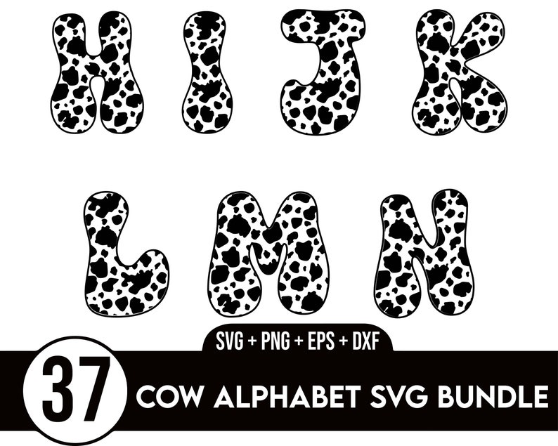 Cow Print Letters Svg, Cow Alphabets Svg Bundle | cowprintsvg.com
