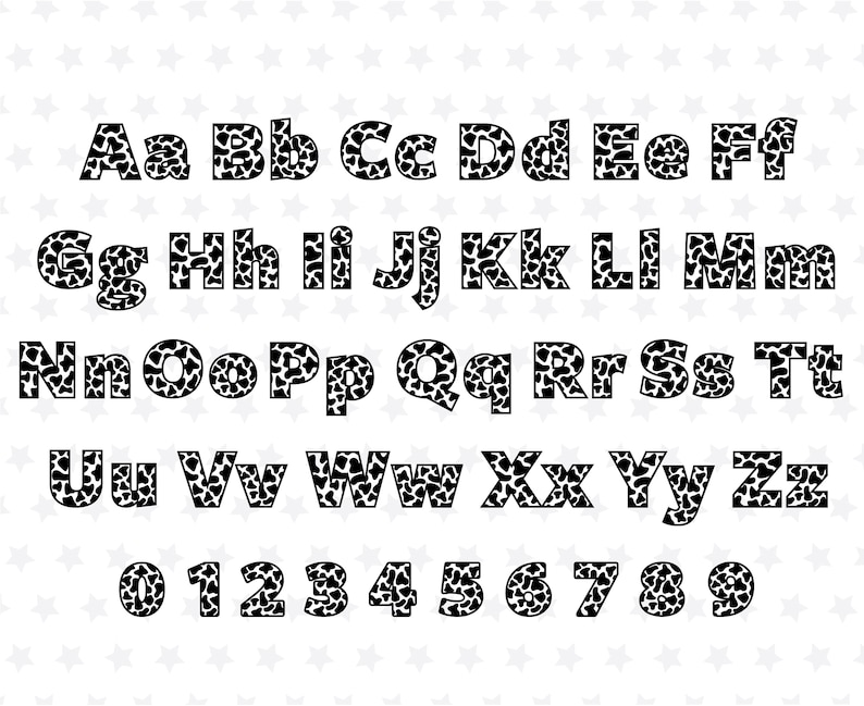 Cow Print Letters Svg, Cow Font SVG PNG | cowprintsvg.com