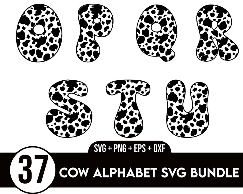 Cow Print Letters Svg, Cow Alphabets Svg Bundle | cowprintsvg.com