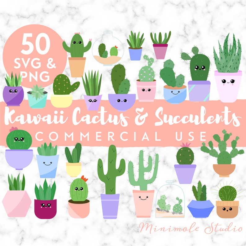 Happy Cactus Succulent SVG Bundle Creativity and Fun Digital Download ...