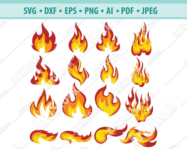 Flame Svg Icon, Flames Cutting File Fire Png | flamesvg.store