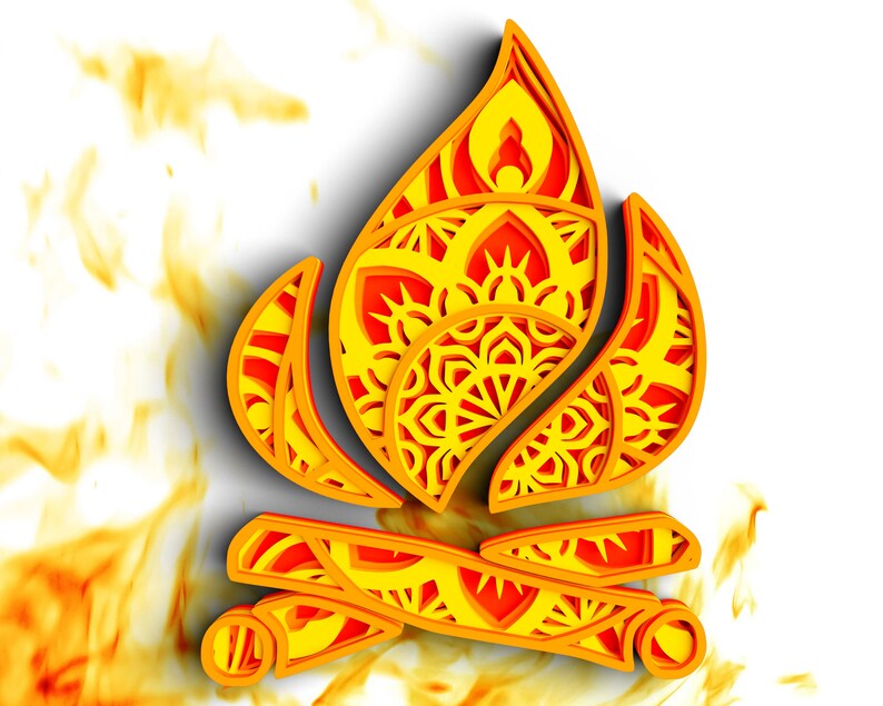 Flame Svg, 3D Flames SVG DXF 4 Layer Camping Svg 3D Svg files for ...
