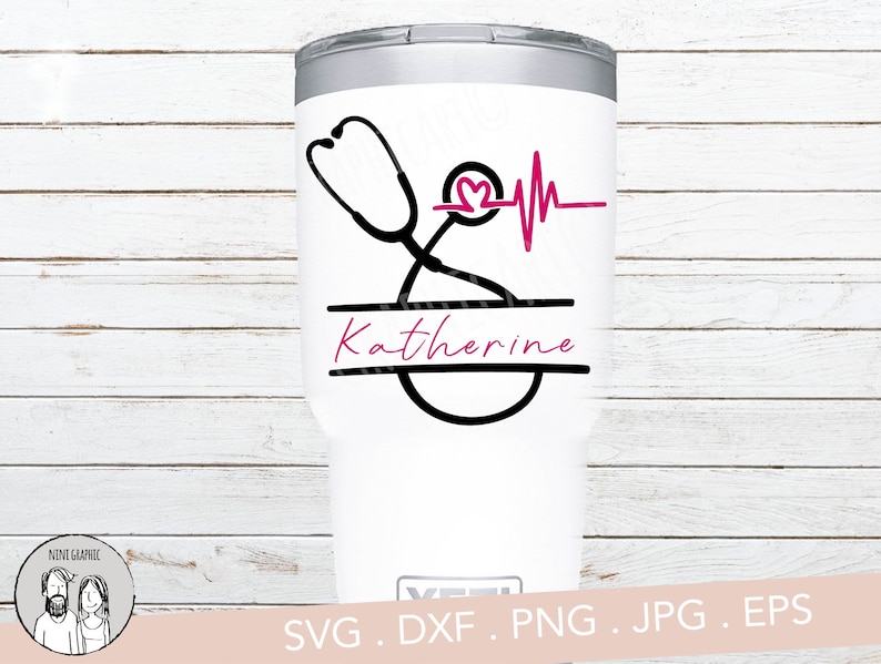 Stethoscope Monogram Split Frame For Tumbler SVG High Quality Perfect ...