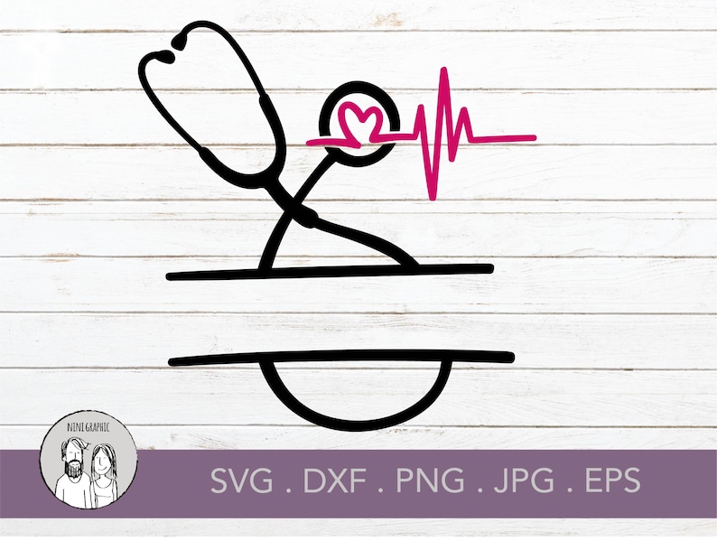 Stethoscope Monogram Split Frame For Tumbler SVG High Quality Perfect ...