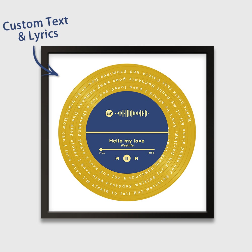 Custom Vinyl Record Song Lyrics Frame Wall Art Wedding Anniversary Gift ...