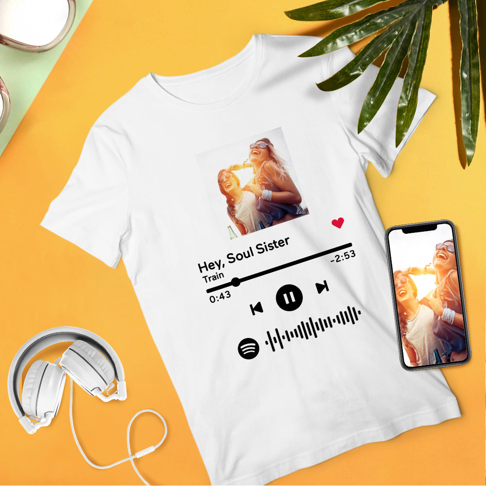 Custom Scannable Spotify Code T-shirt Personalized Album Cover Photo T ...
