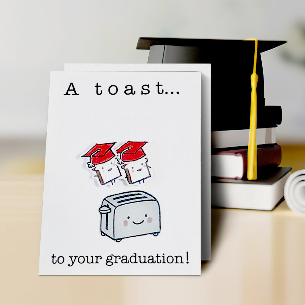 Funny Graduation Card A Toast to Your Graduation Food Pun Card Greeting ...