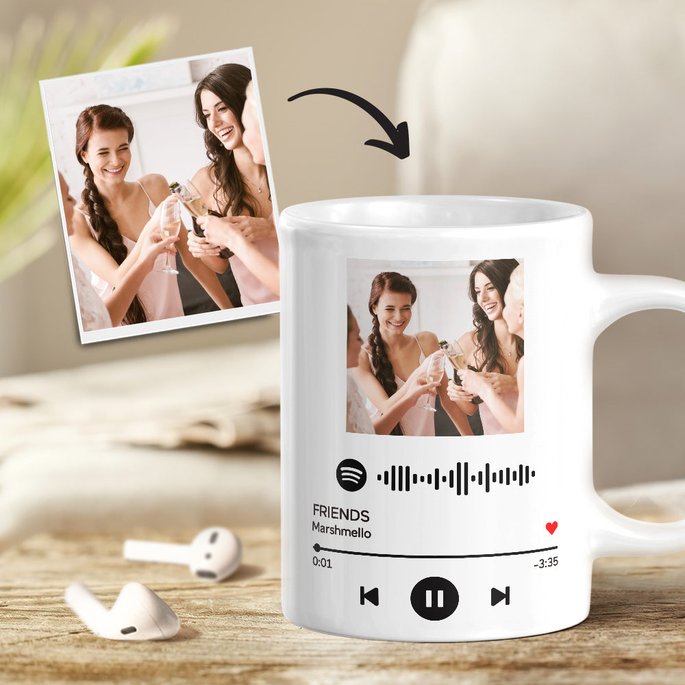 Custom Spotify Code Album Cover BFF Photo Mug - Bestie Gift ...