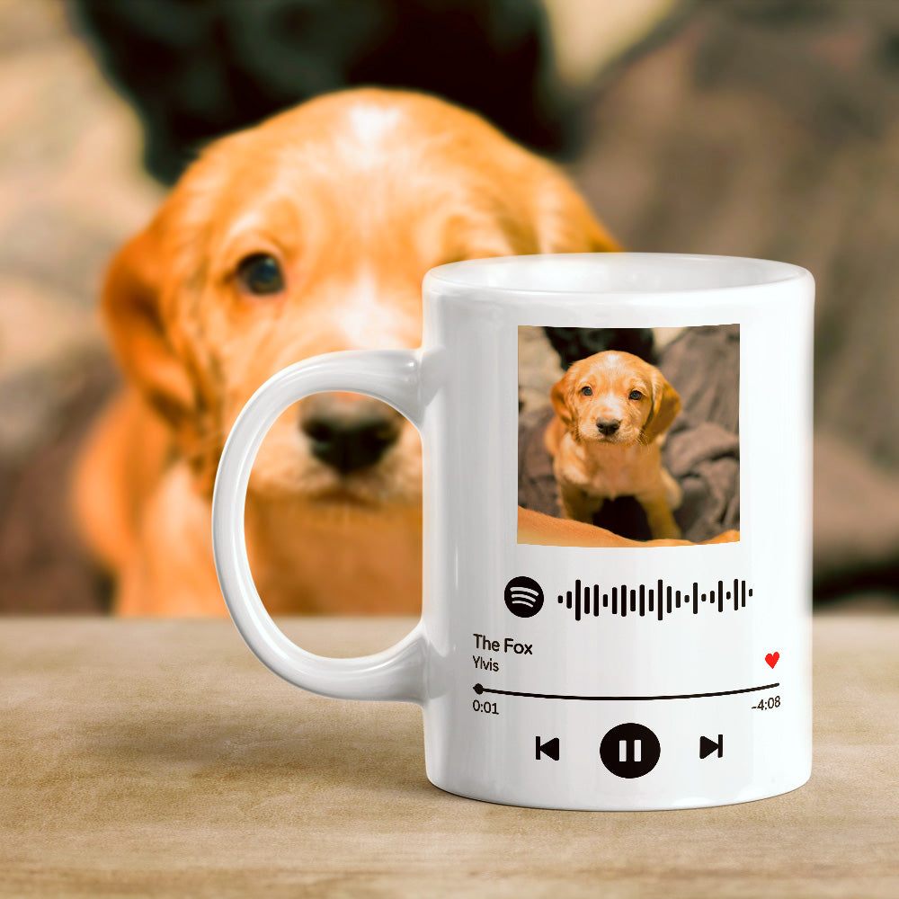 Custom Christmas Scannable Spotify Code Photo Mug - For Pet Lovers ...