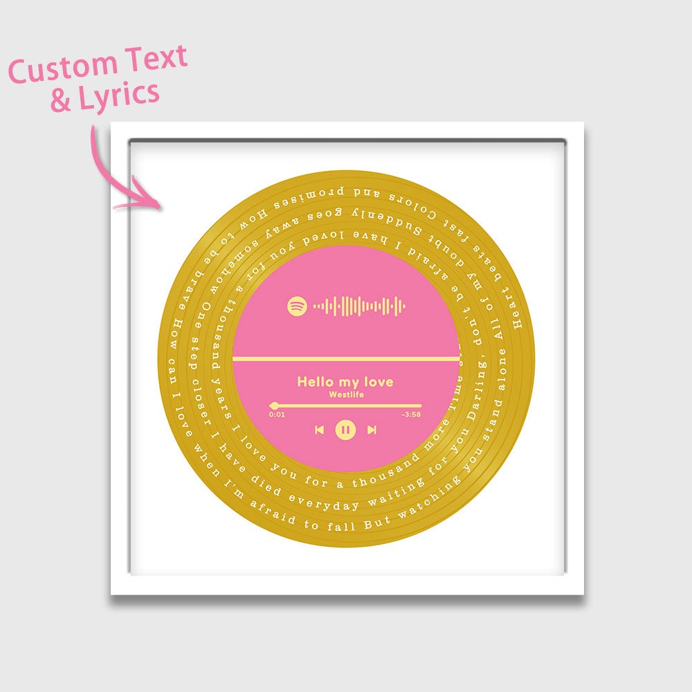 Custom Vinyl Record Song Lyrics Frame Wall Art Wedding Anniversary Gift ...