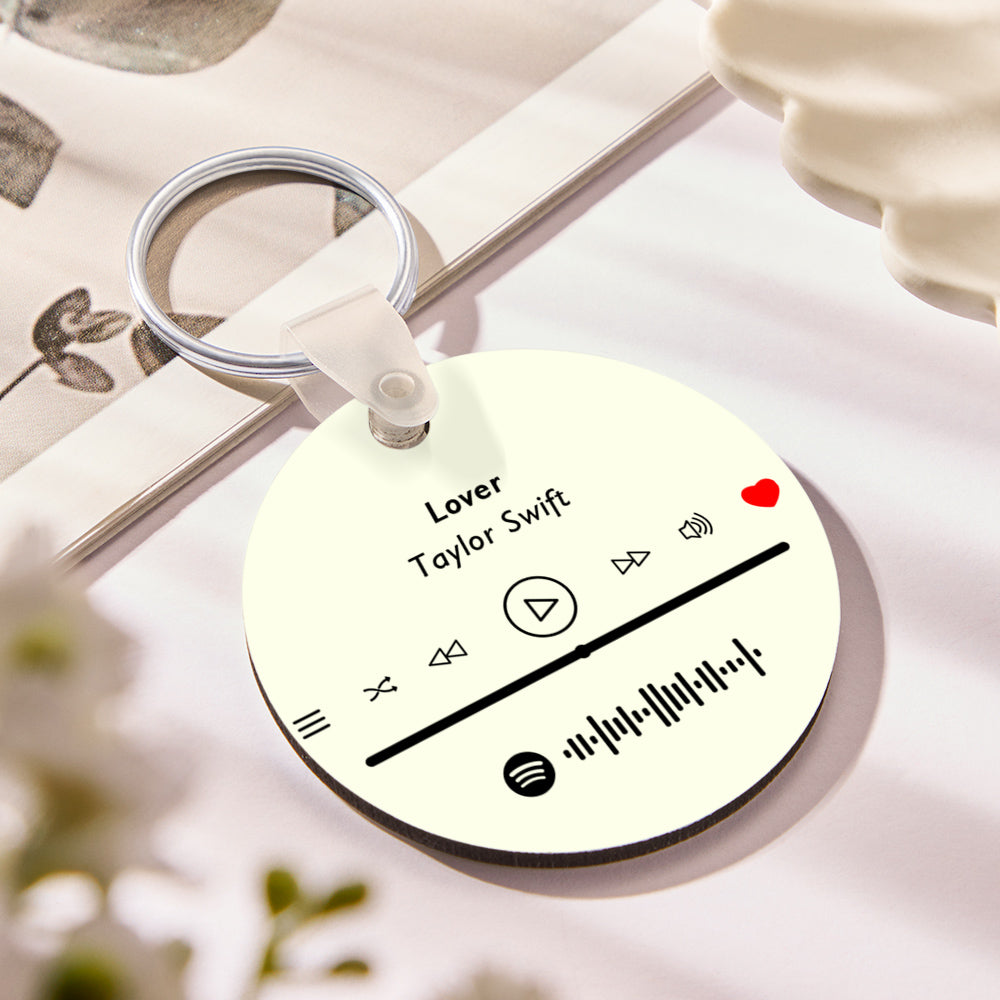 Custom Photo Scannable Spotify Code Keychain Round Music Song Keychain ...