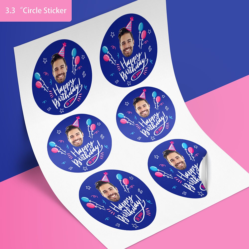 Custom Face Stickers - Birthday (3.3in. diameter) | Custom Face ...
