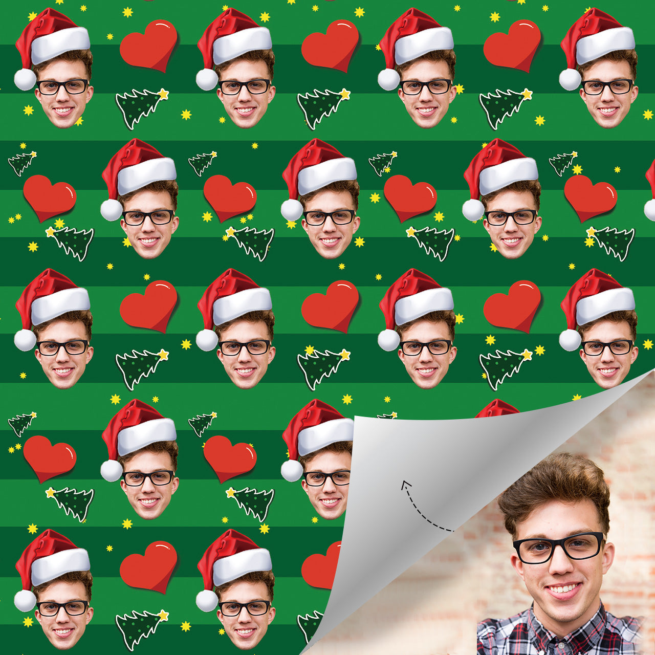 Custom Face Gift Wrapping Paper-Merry Christmas | Custom Face Stickers ...