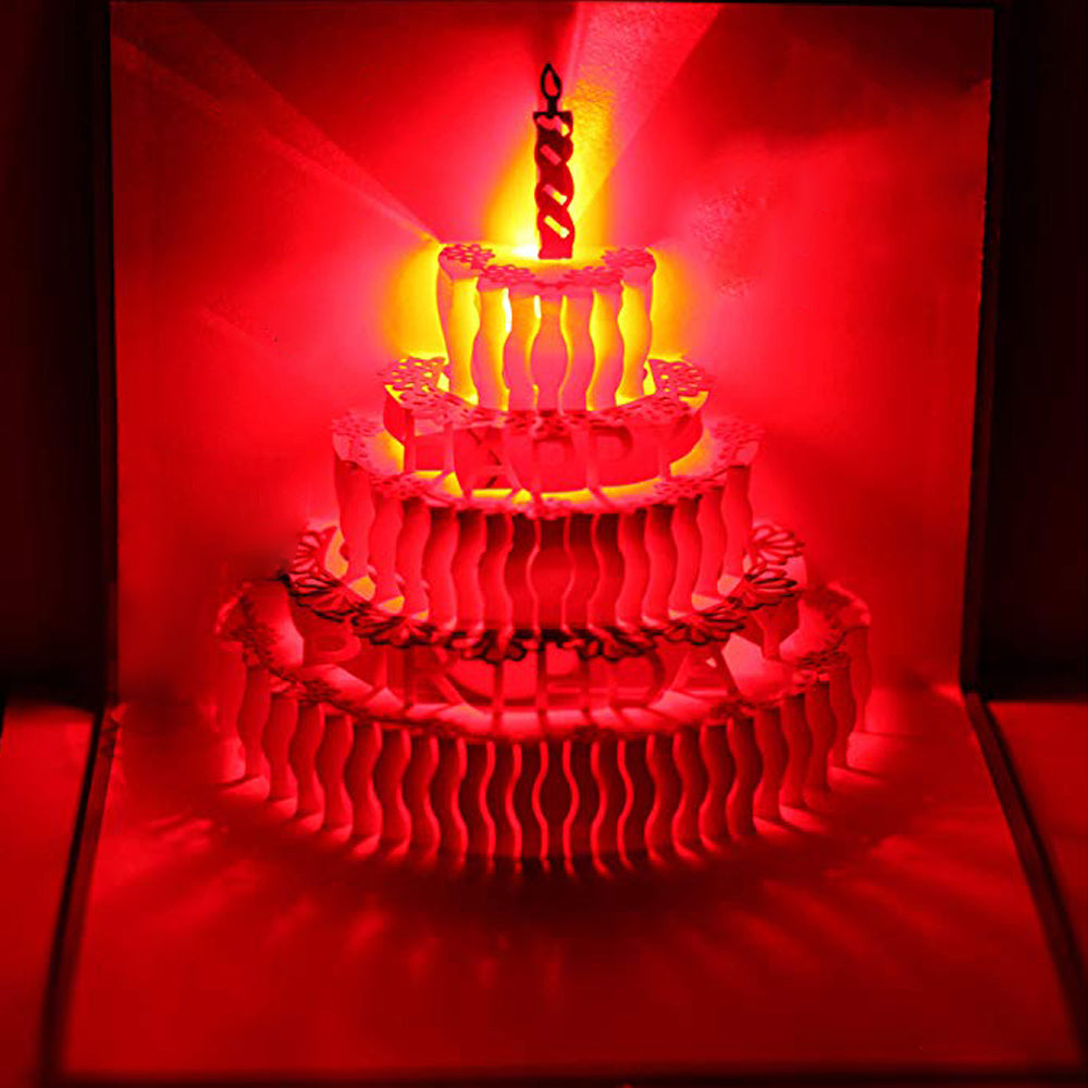 Custom 3D Pop Up Bday Greeting Cards LED Light Music Card Postcards ...