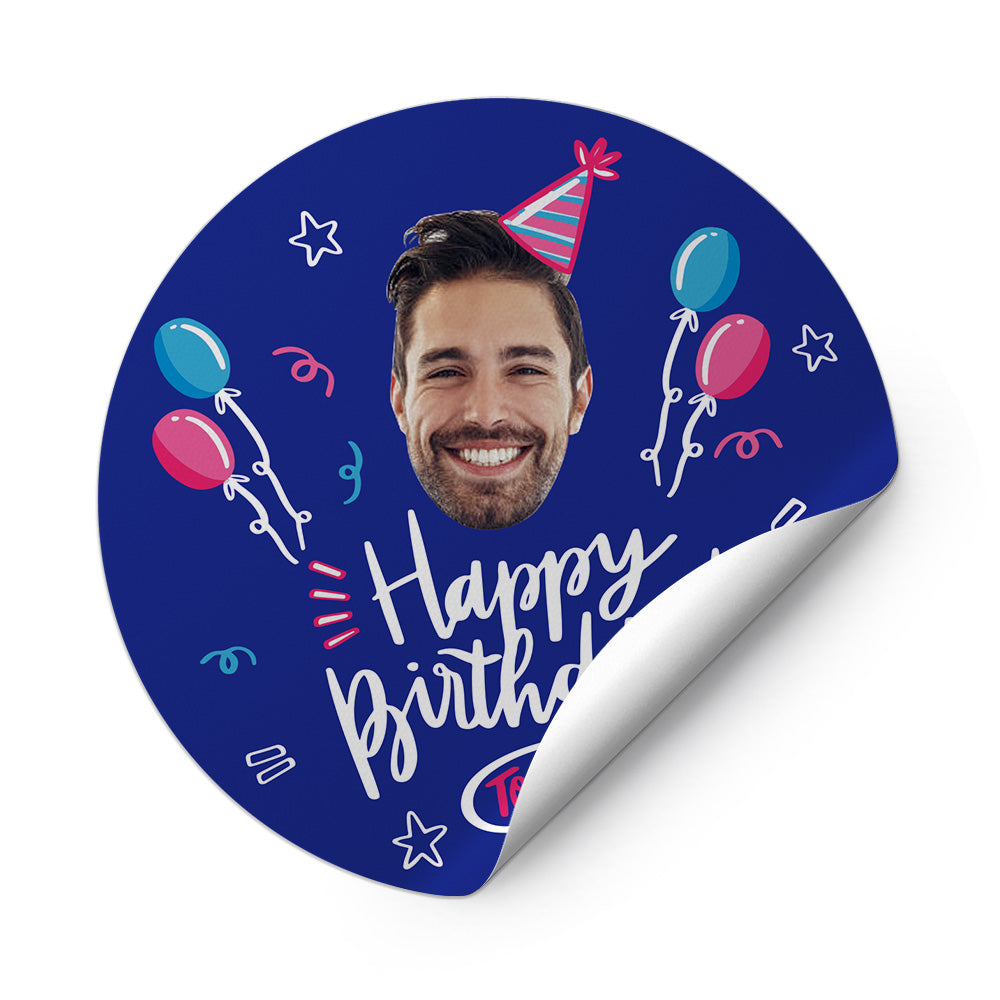 Custom Face Stickers - Birthday (3.3in. diameter) | Custom Face ...