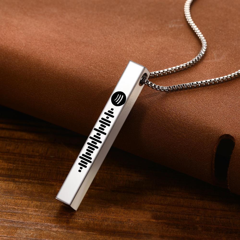 Spotify Code Music Necklace Custom 3D Engraved Vertical Bar Personaliz ...