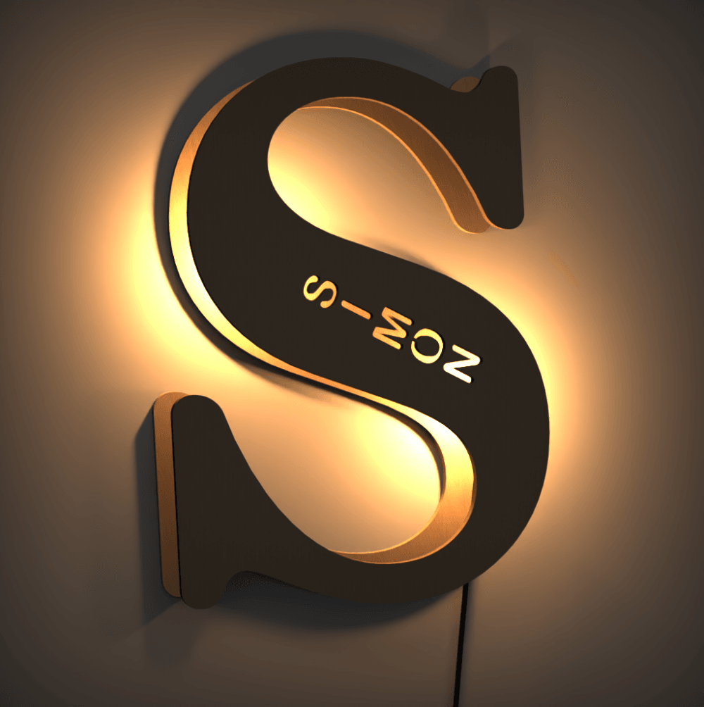 Custom Woodcut Alphabet Wall Light Night Light - Name Light | Custom ...