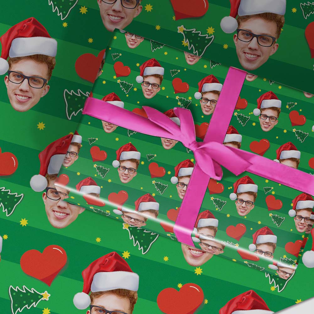 Custom Face Gift Wrapping Paper-Merry Christmas | Custom Face Stickers ...