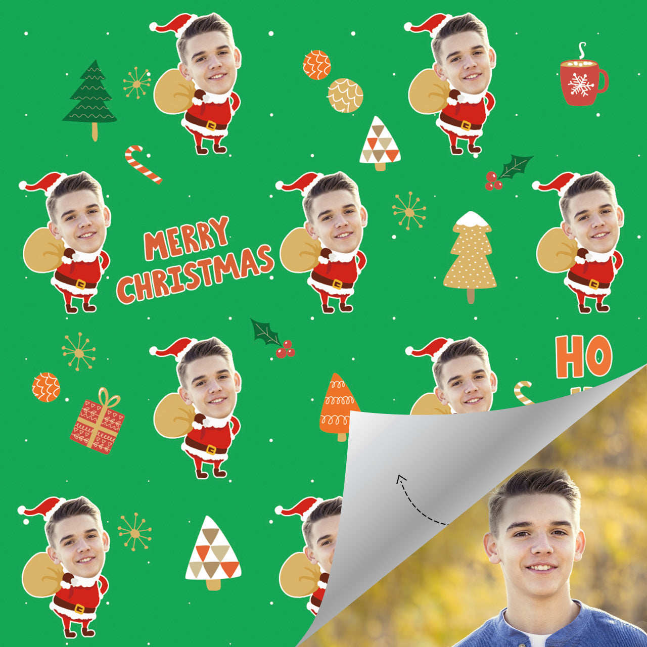 Custom Face Gift Wrapping Paper-Christmas | Custom Face Stickers | Face ...