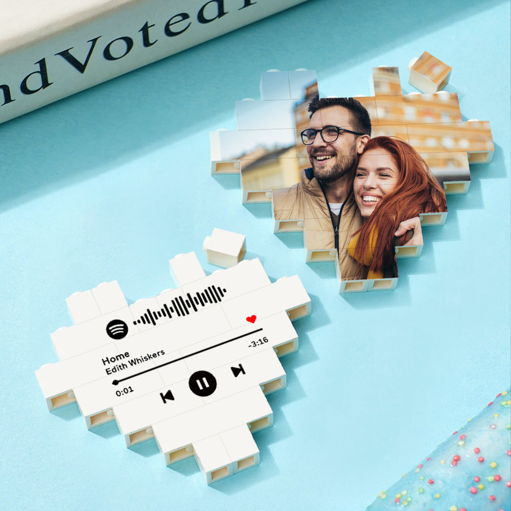 Gifts for Her Custom Building Brick Personalized Photo Block Heart ...