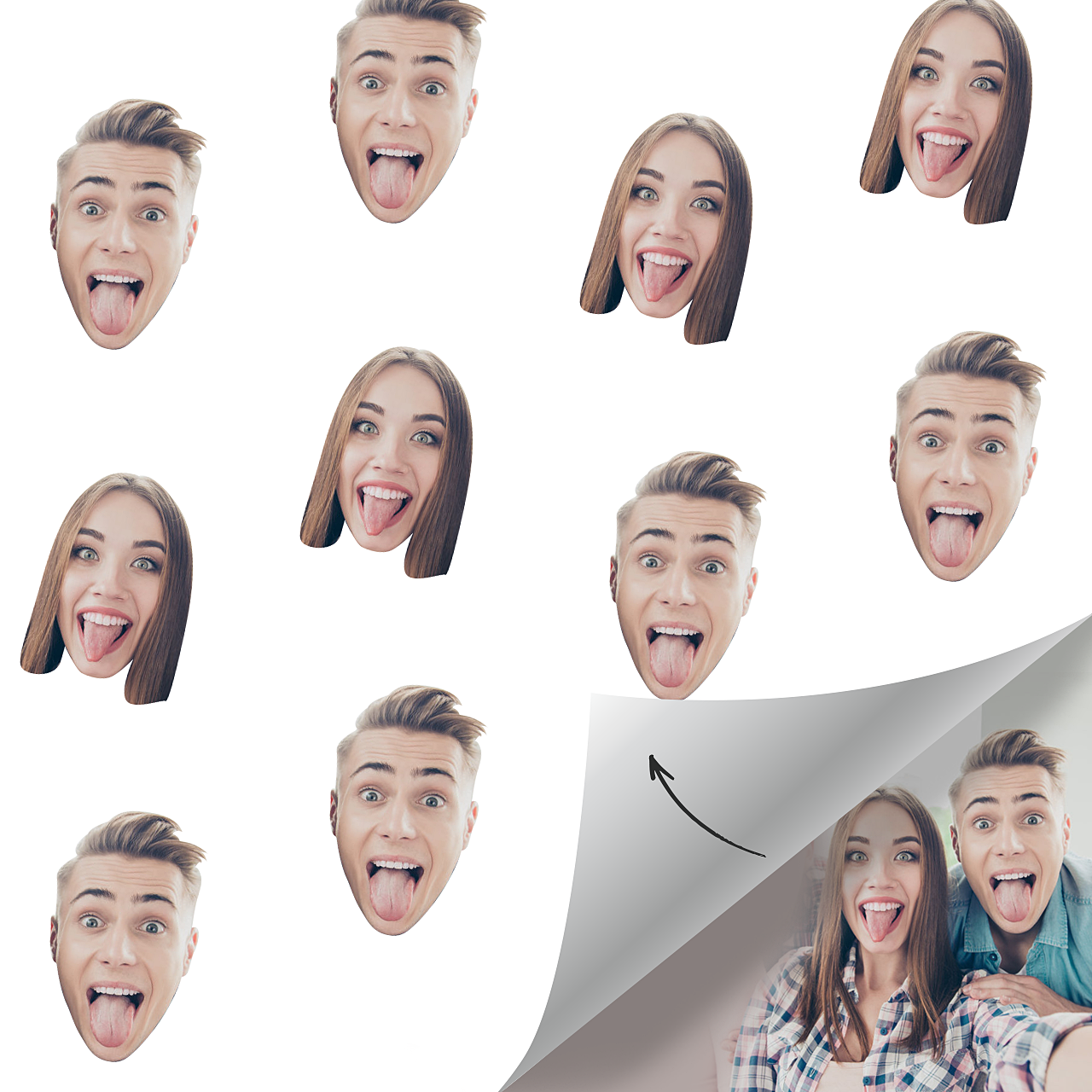 Custom Face Gift Wrapping Paper-Colorful | Custom Face Stickers | Face ...