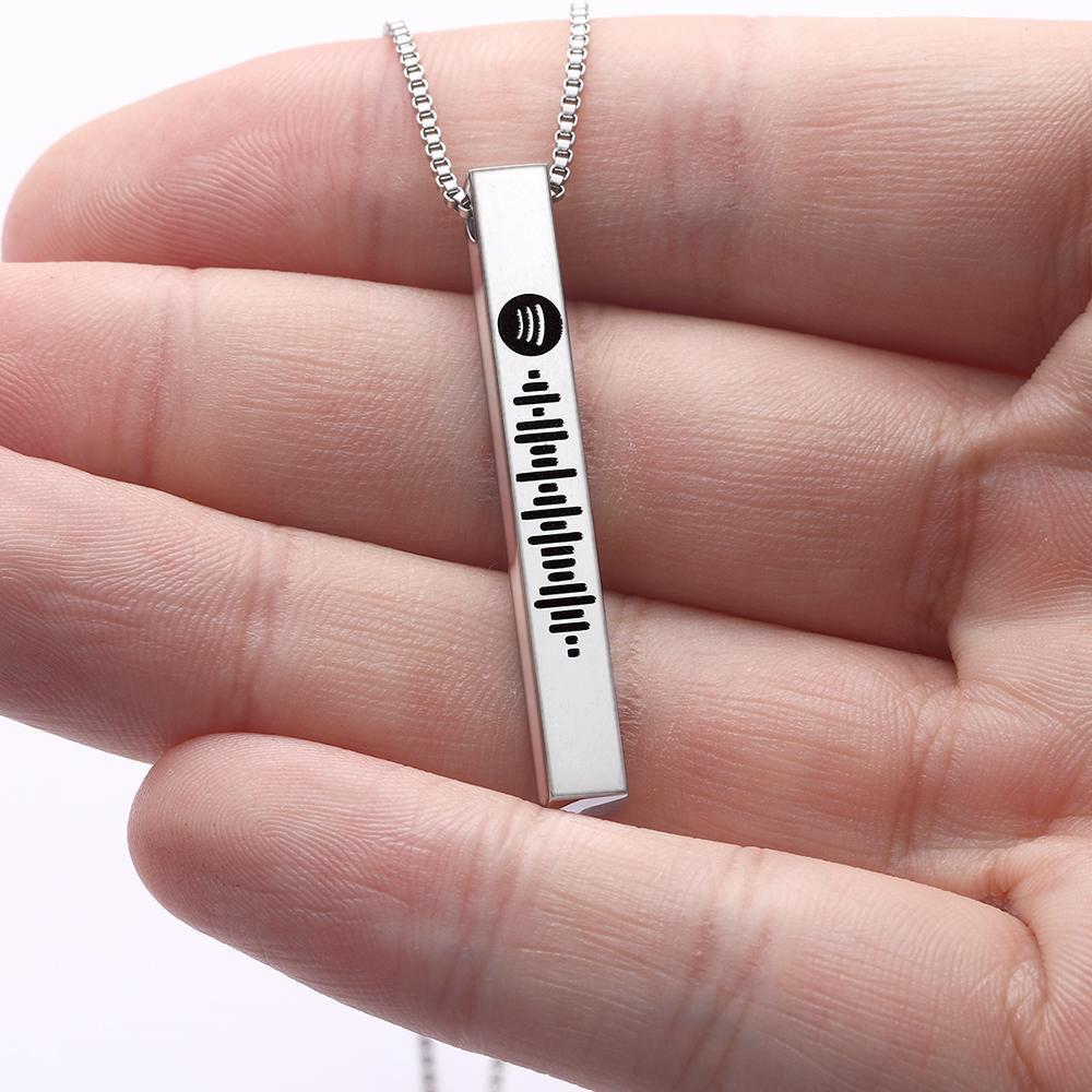 Spotify Code Music Necklace Custom 3D Engraved Vertical Bar ...