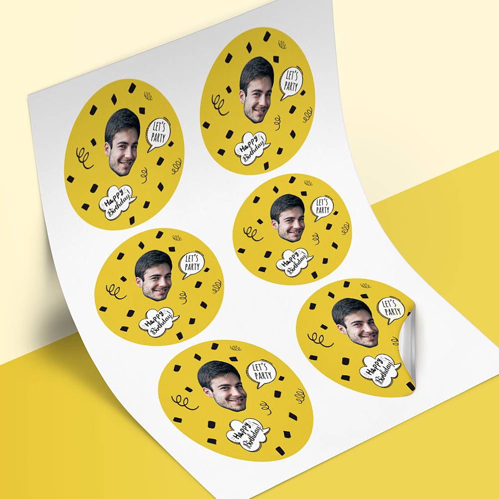 Custom Face Stickers - Birthday Comic Balloons (3.3 in. diameter ...