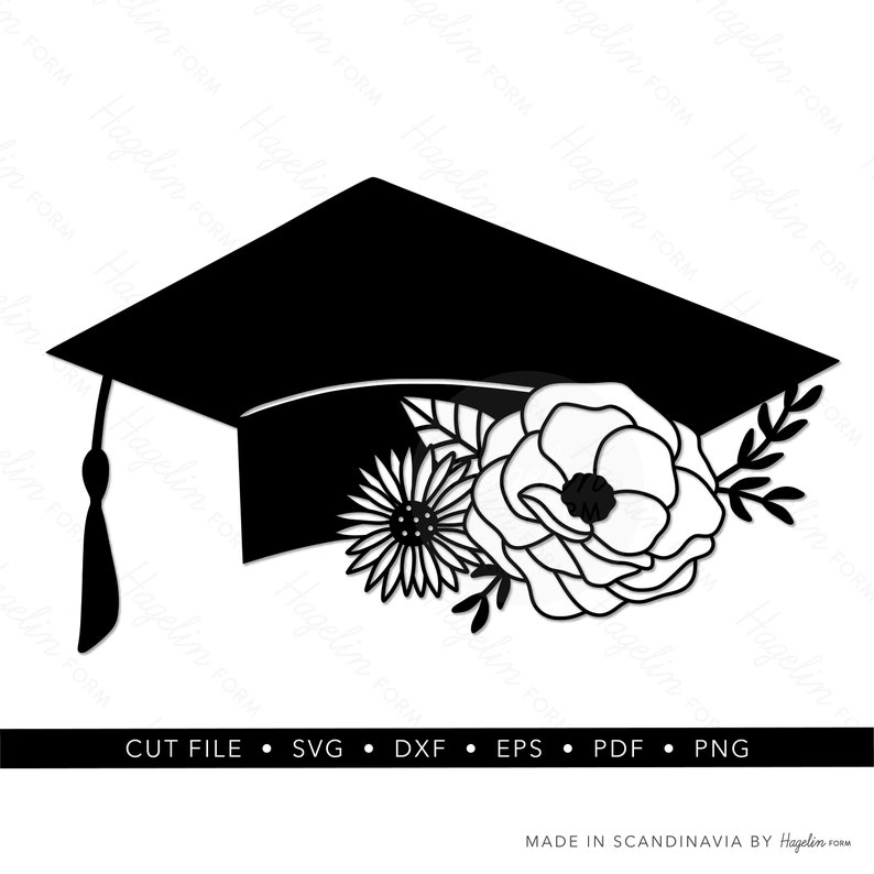 Grad Cap Svg, Graduation Cap with Flowers - SVG File for Cutting ...