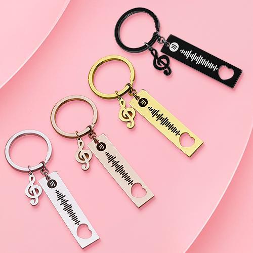 Custom Spotify Code Scannable Music Keychain with Note Rose Gold ...