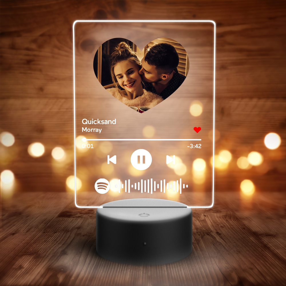 Birthday Gift Seven Colors Spotify Glass Custom Heart Photo Scannable ...