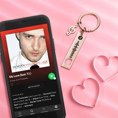 Custom Spotify Code Scannable Music Keychain with Note Rose Gold ...