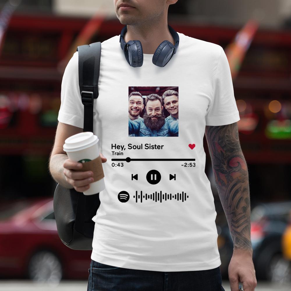 Camiseta con código de Spotify escaneable personalizado con tu foto ...