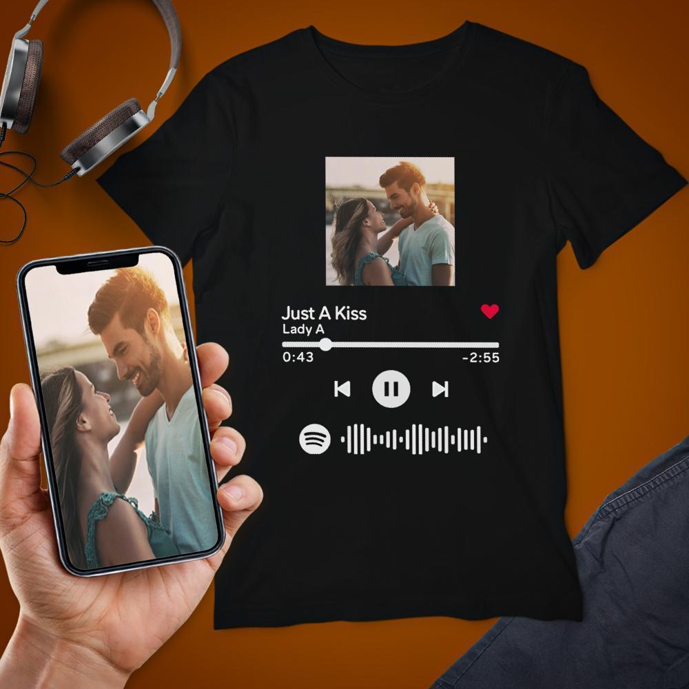 Camiseta con código de Spotify escaneable personalizado con tu foto ...