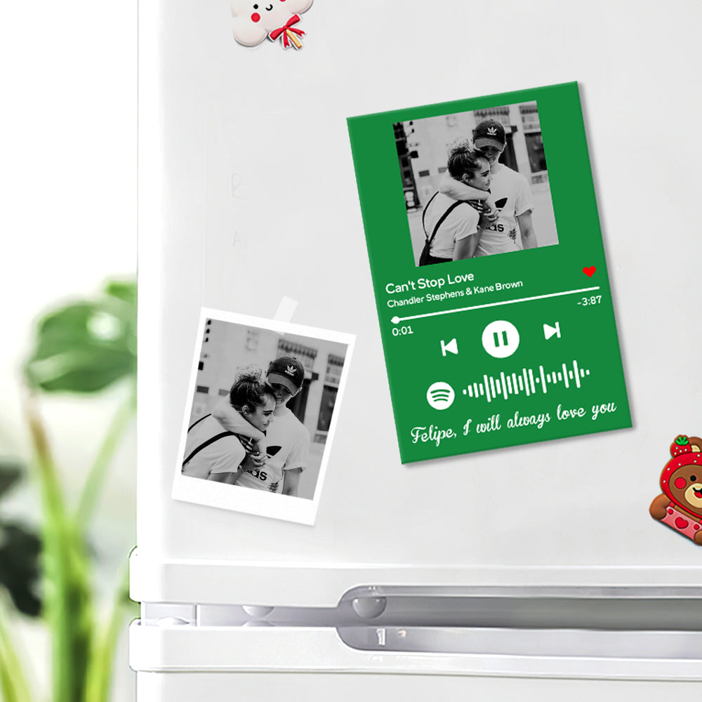 Custom Spotify Code Music Song Fridge Magnet With Text - Green ...