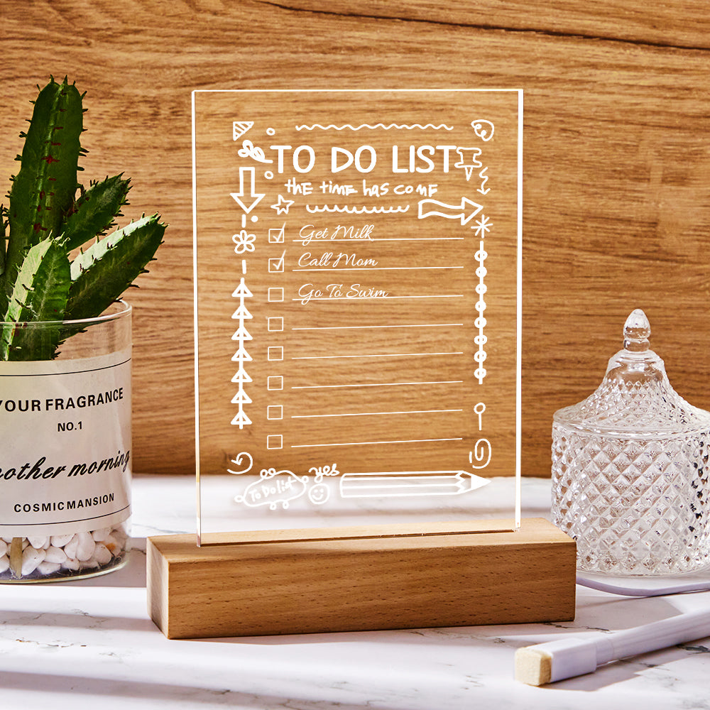 Acrylic To Do List Night Light Home Note Board Gifts with Marker for ...