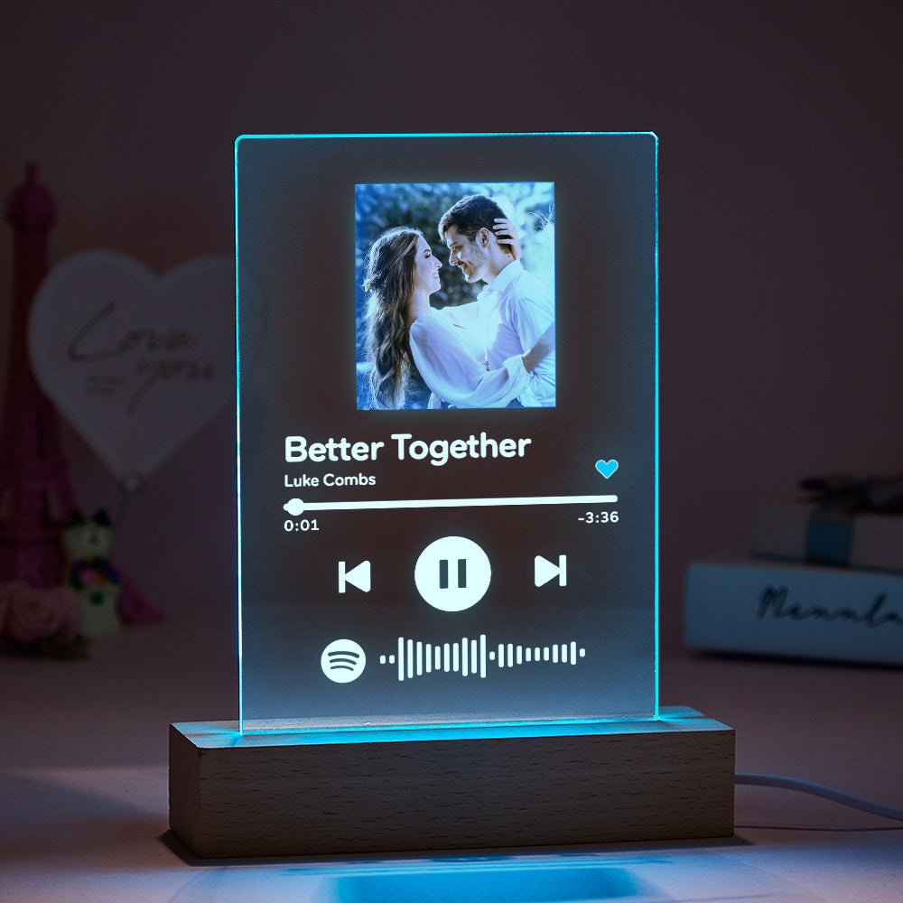 Custom Spotify 7 Colors Night Light For Lovers | Custom Spotify Glass ...