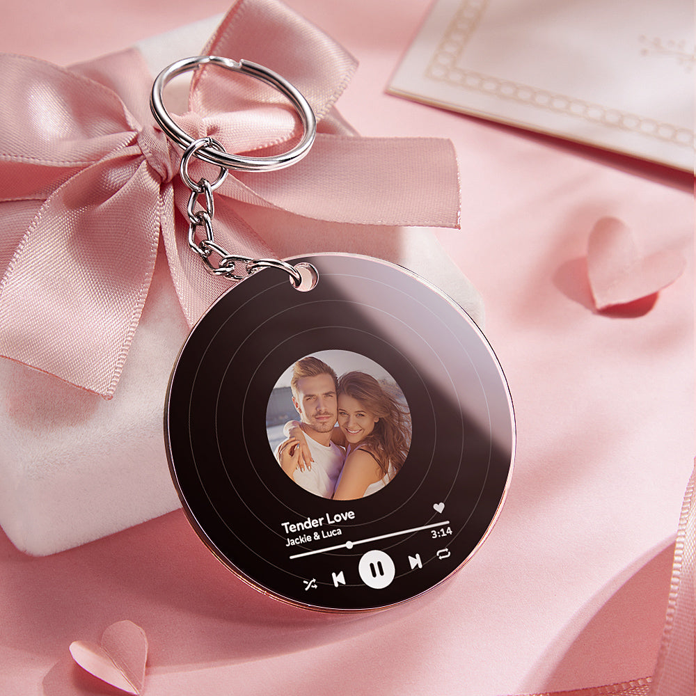 Custom Keychain Personalized Photo Keychain with Text Vinyl Record ...