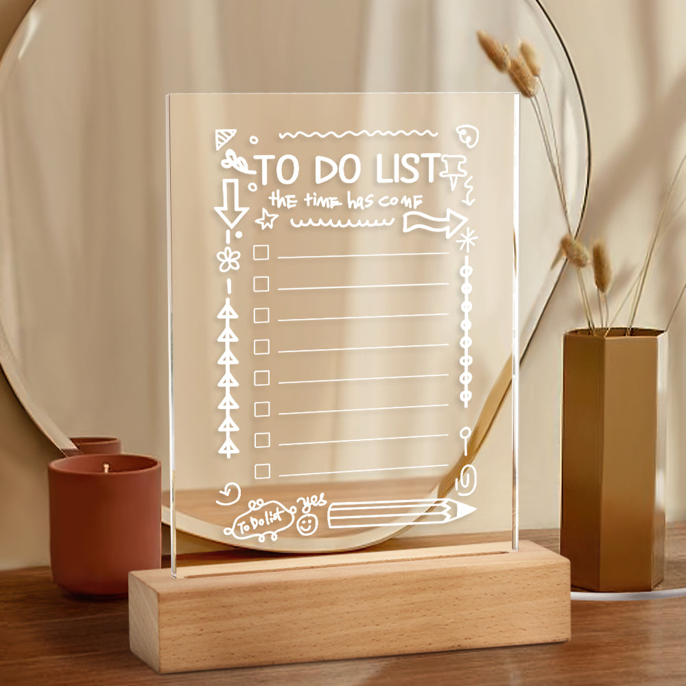 Acrylic To Do List Night Light Home Note Board Gifts with Marker for ...