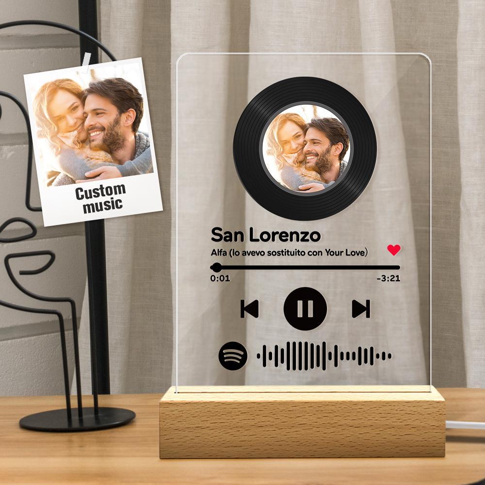 Custom Photo Spotify Acrylic Plaque Lamp with Wooden Stand | Custom ...
