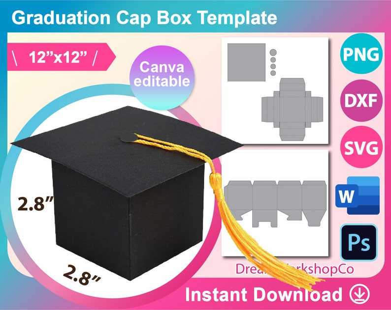 Graduation Cap Box Printable Perfect for Crafting and Design Projects ...