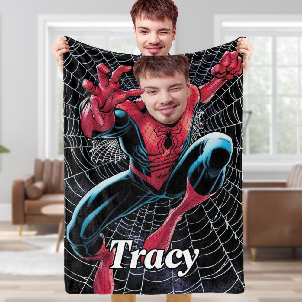 Custom Face Blanket Personalized Photo and Text Invincible Spider-Man ...