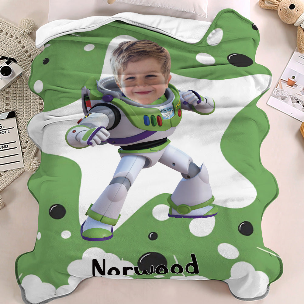 Custom Face Blanket Personalized Photo and Text Buzz Lightyear Blanket ...
