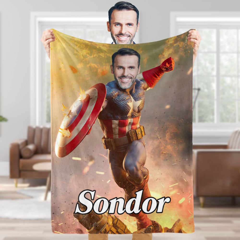 Custom Photo Blanket Personalized Face Blanket Customized Captain ...