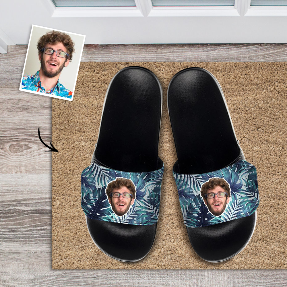 Custom Photo Slide Sandals Personalized Velcro Slide Sandals with Men's ...