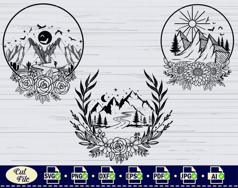 Nature landscape Svg, Mountain Scene Svg | mountainsvg.com