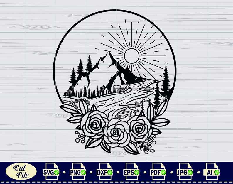 Nature landscape Svg, Mountain Scene Svg | mountainsvg.com